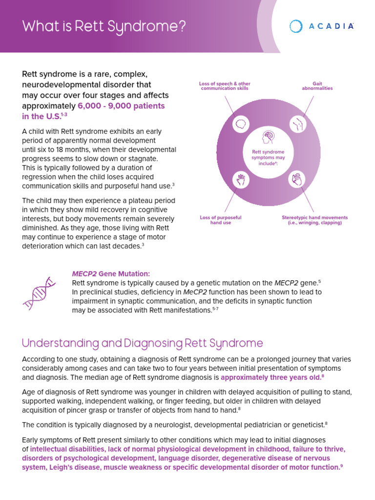 Rett Syndrome Fact Sheet | PDF | Mental Disorder | Diseases And Disorders