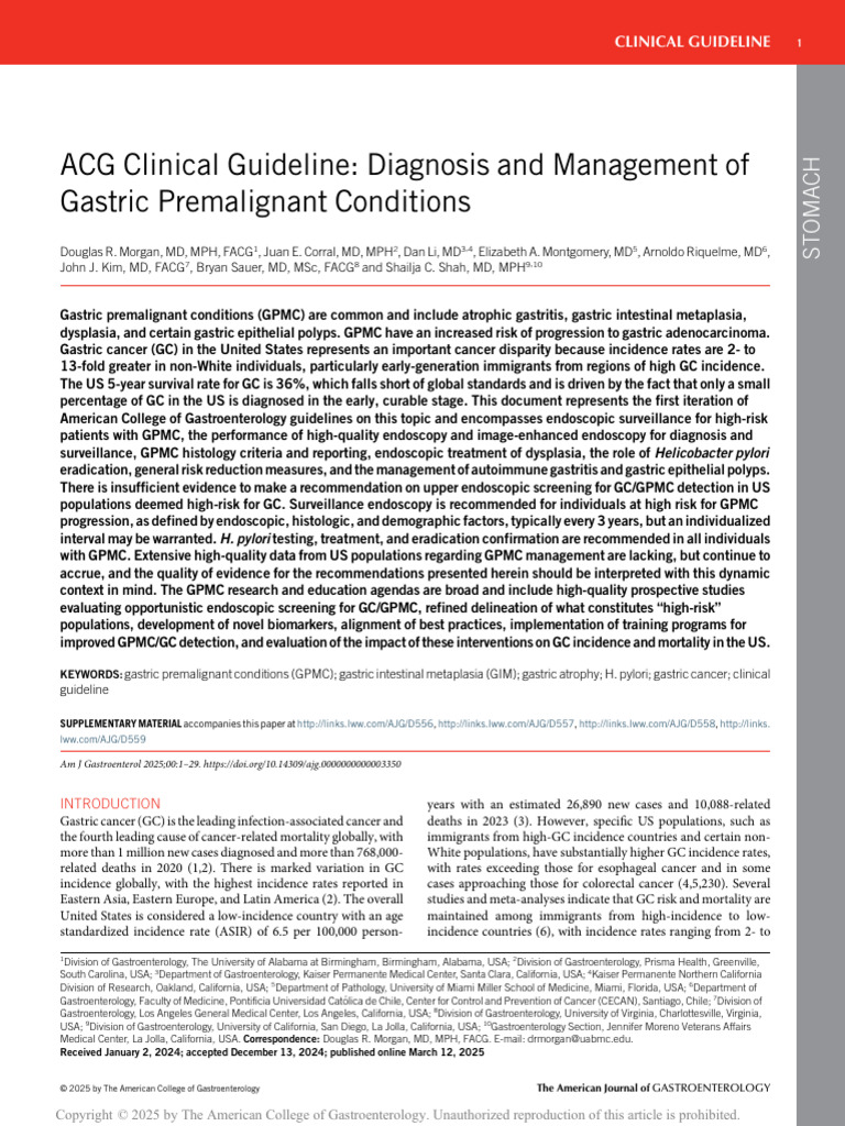 Acg Clinical Guideline Diagnosis and Management.1623 | PDF | Cancer ...