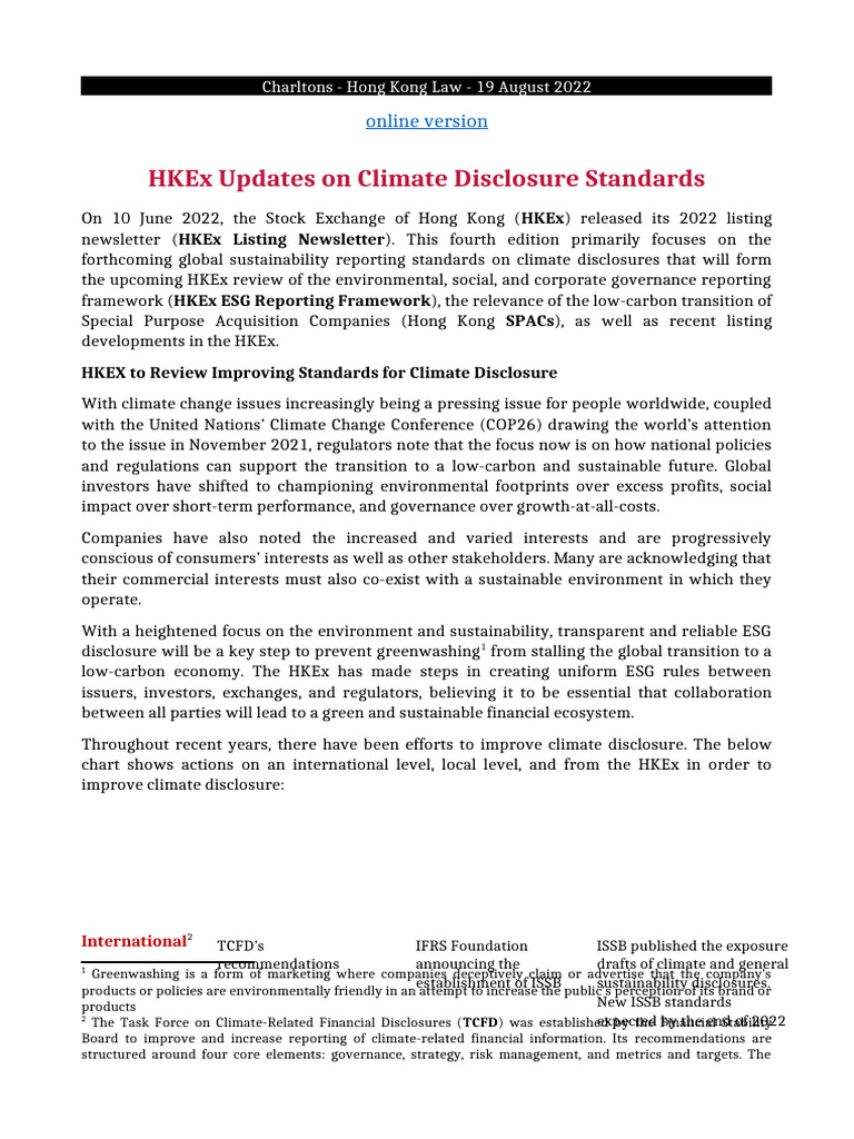 HKEx Climate Disclosure Standards Update | PDF | Economies | Economy ...
