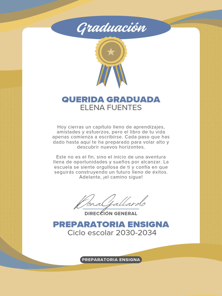 Documento Carta o Mensaje de Graduación Escolar en Secundaria Preparatoria - 20250407 - 223058 ...