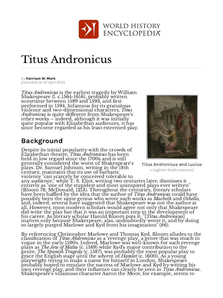 Titus Andronicus - World History Encyclopedia | PDF