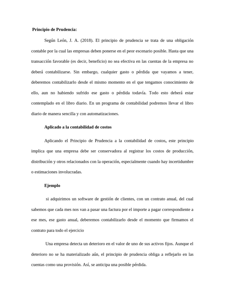 Principio de Prudencia Pcga | PDF | Contabilidad | Estado financiero
