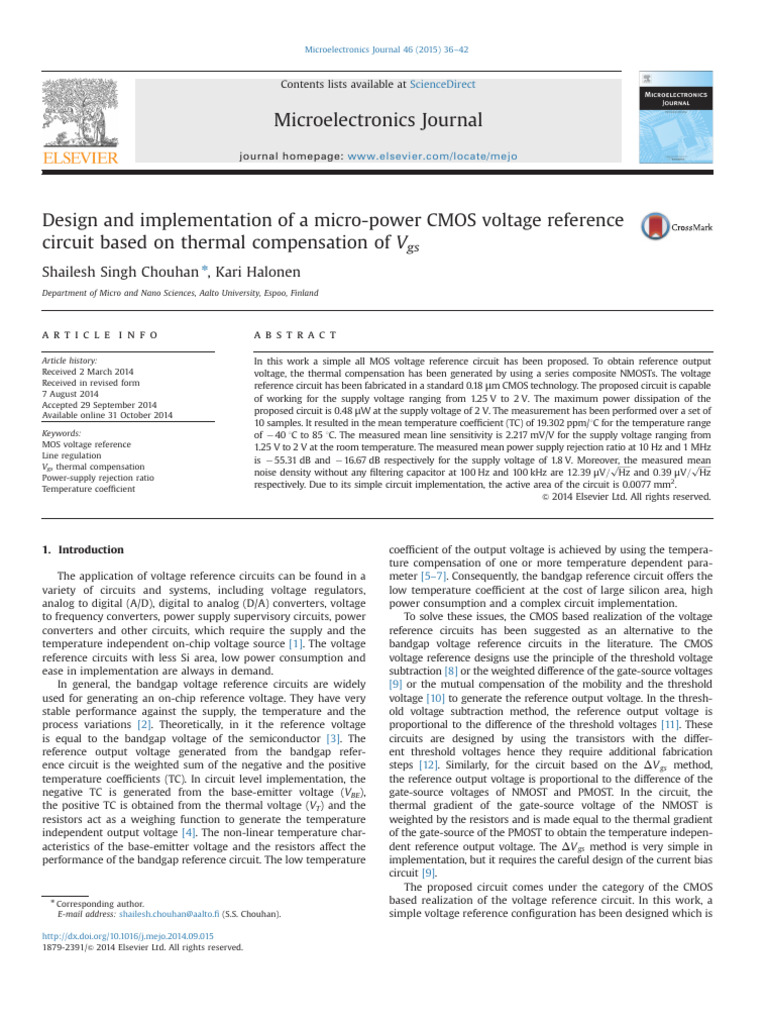 Design and Implementation of A Micro-Power CMOS Voltage Reference ...
