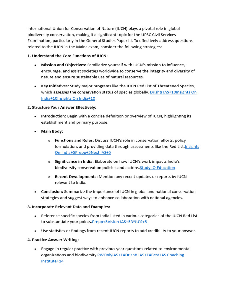 IUCN: Key Insights for UPSC Preparation | PDF | International Union For ...