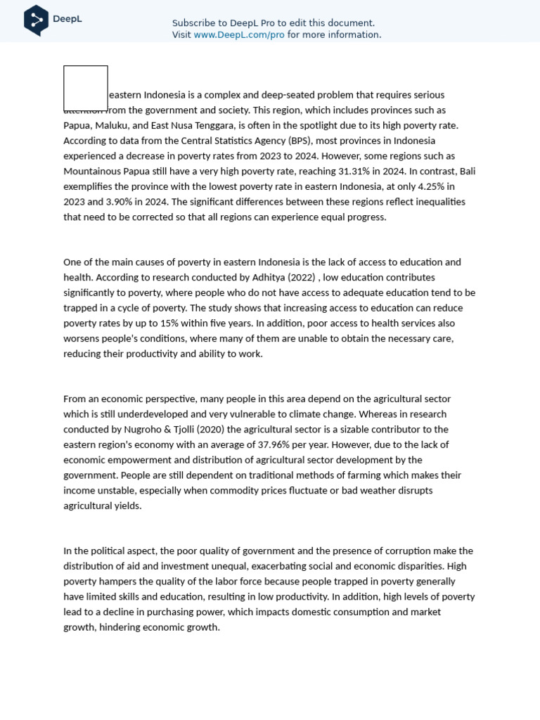 Tackling Poverty in Eastern Indonesia | PDF | Poverty | Poverty ...
