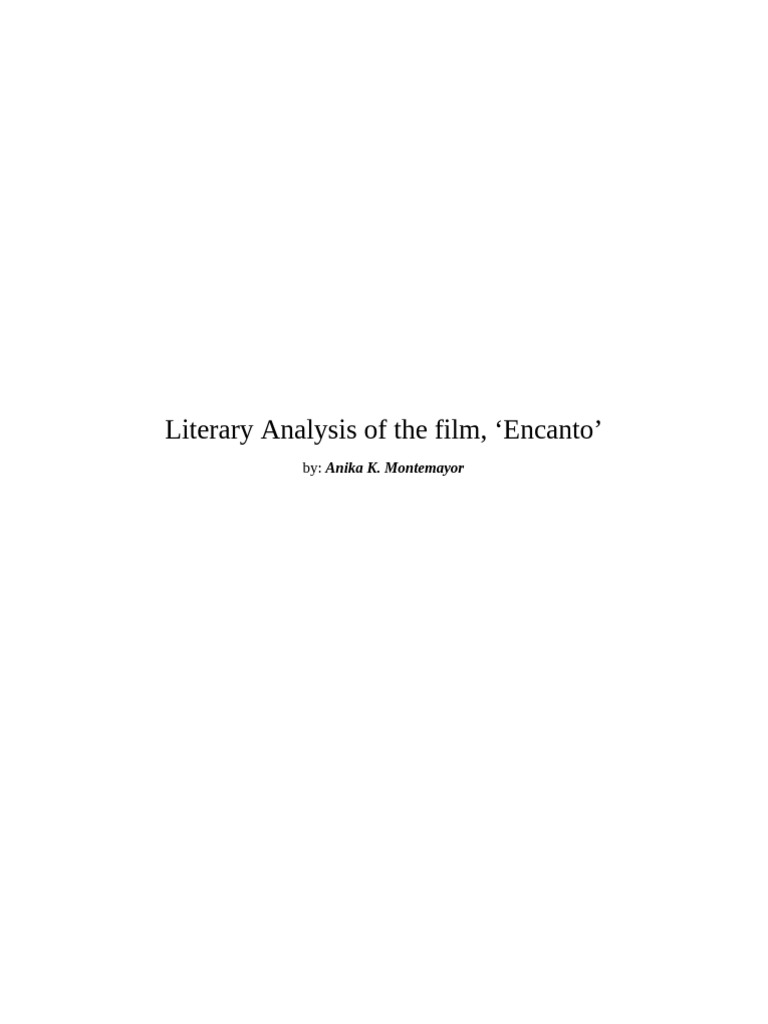 Literary Analysis (Encanto) | PDF