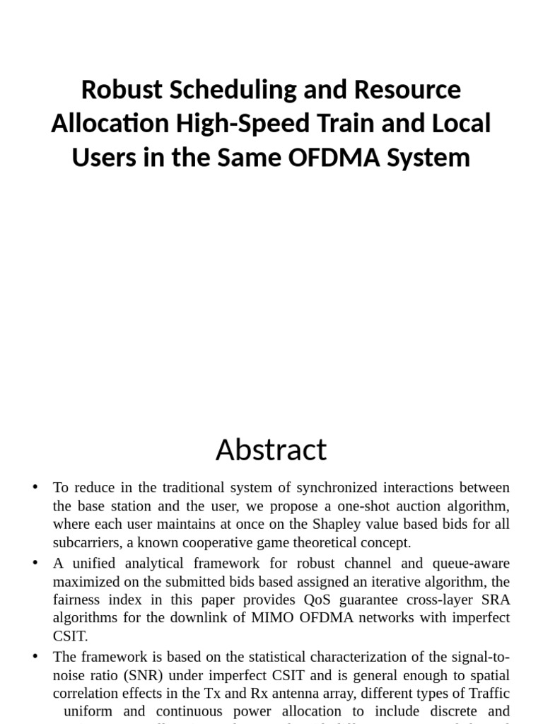 Robust Scheduling and Resource Allocation High-Speed Train New | PDF | Orthogonal Frequency ...