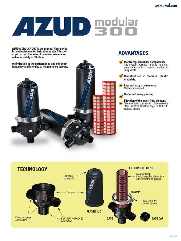 AZUD Modular 300 Filter Overview | PDF | Mechanical Engineering | Materials