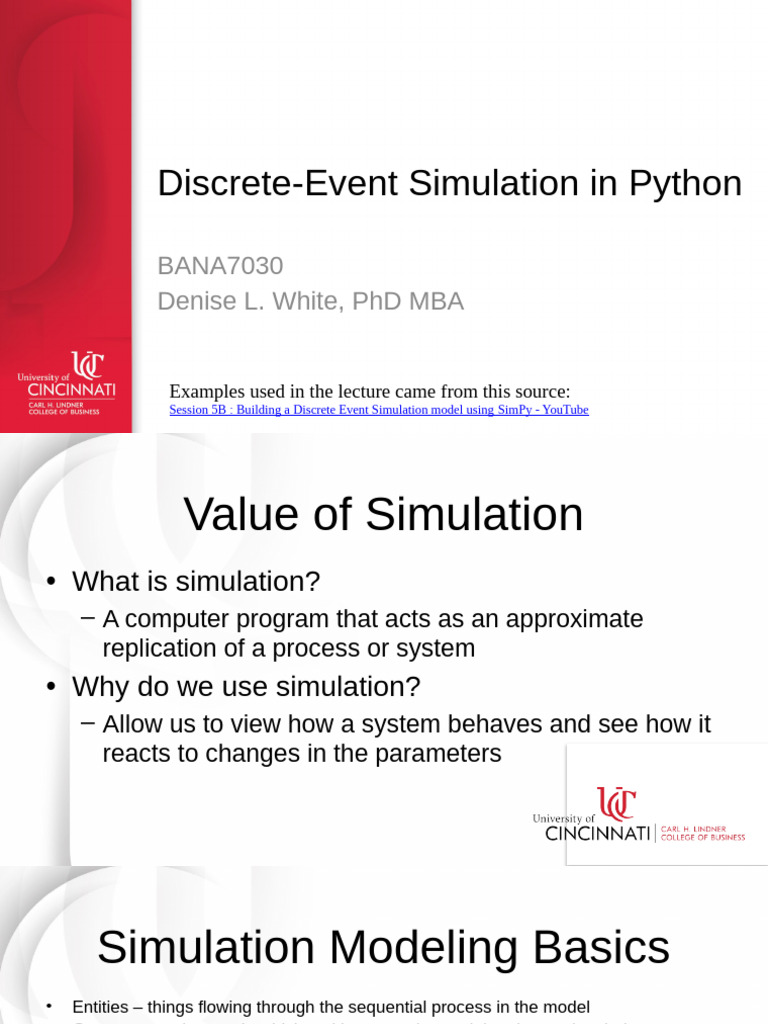 BANA7030 DES Python Intro | PDF | Simulation | Computer Science