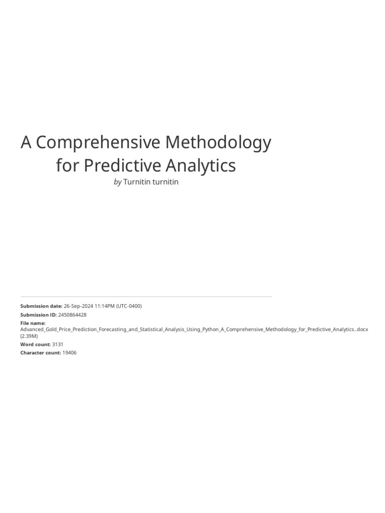 A Comprehensive Methodology For Predictive Analytics | PDF ...