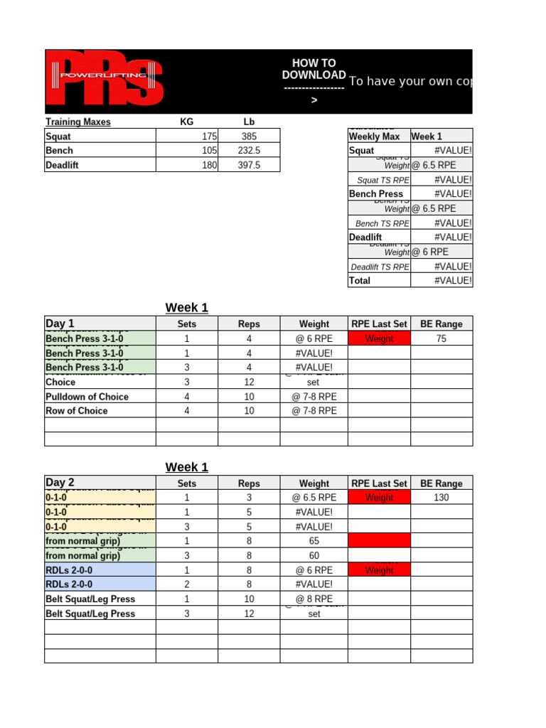 PRs 15 Week Intermediate Program 2021 | PDF | Strength Training ...