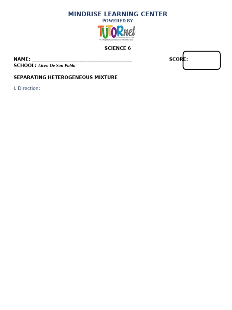 Mindrise Learning: Mixture Separation | PDF
