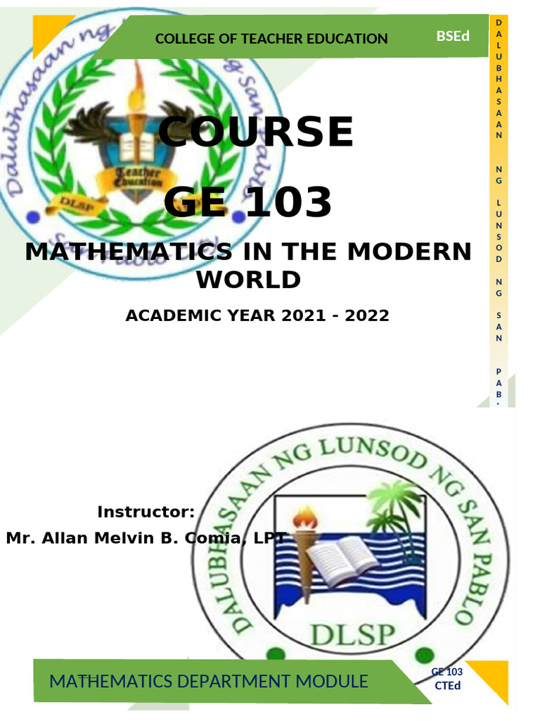 Ge 103 Midterm Module 1 | PDF | Mathematics
