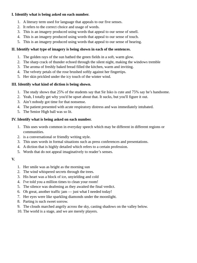 Understanding Imagery and Diction | PDF