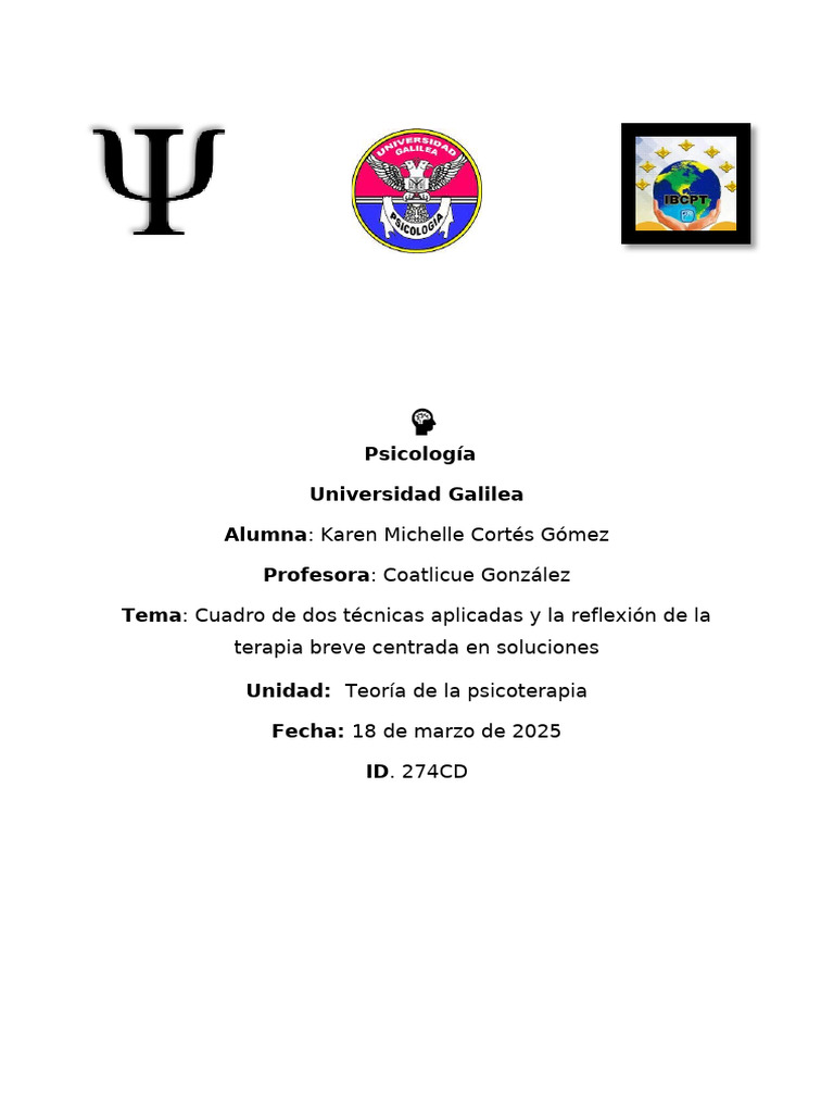 Cuadro_tecnicas aplicadas_TBCS | PDF | Psicoterapia | Empatía