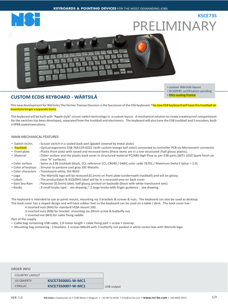 Custom ECDIS Keyboard Overview | PDF | Computer Keyboard | Usb
