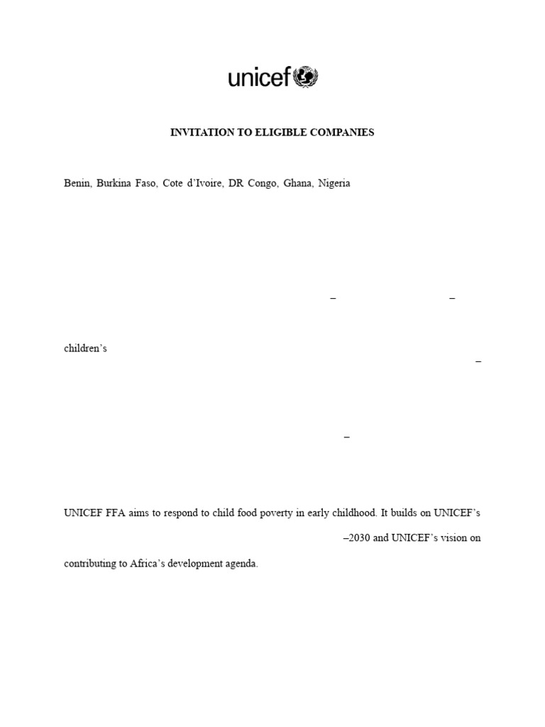 EOI - First Foods Africa FINAL | PDF | Foods | Malnutrition