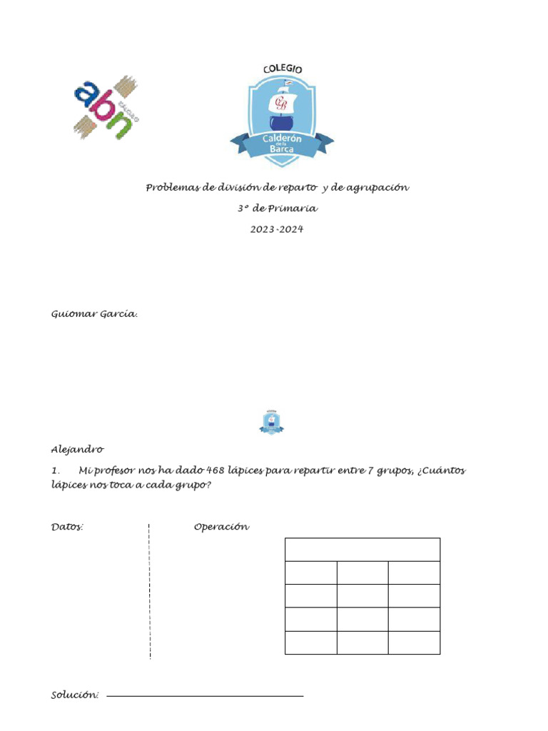 Problemas de División para Primaria | PDF