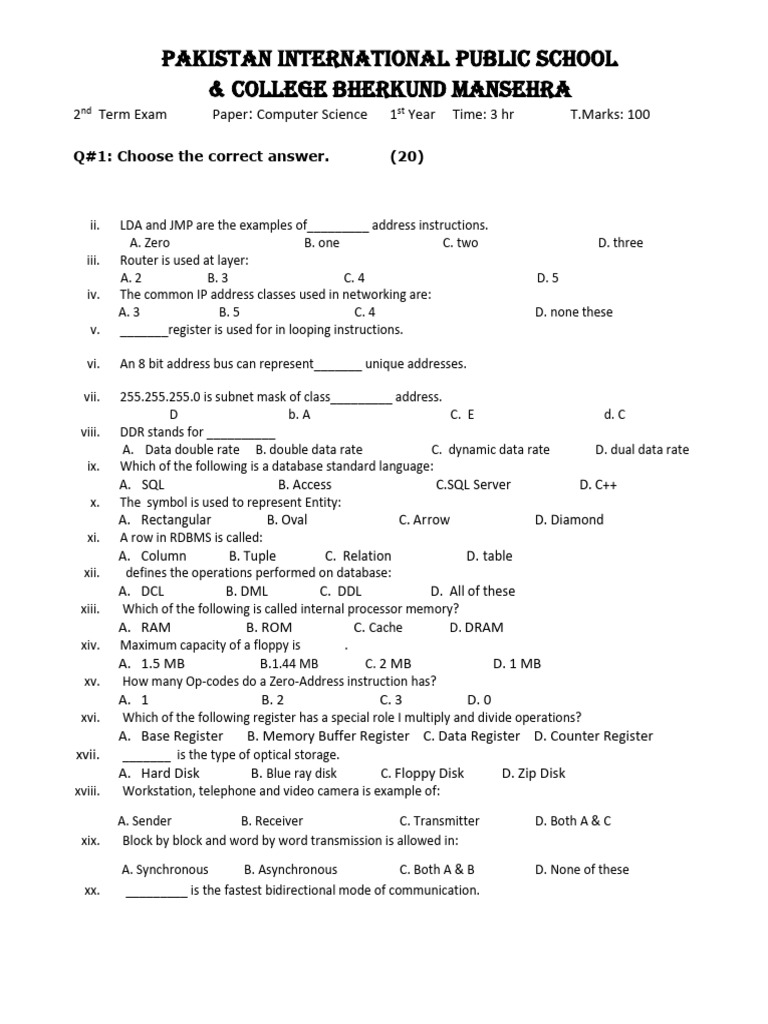 Computer Science 1st Year 2nd Term2 | PDF | Computer Data Storage ...