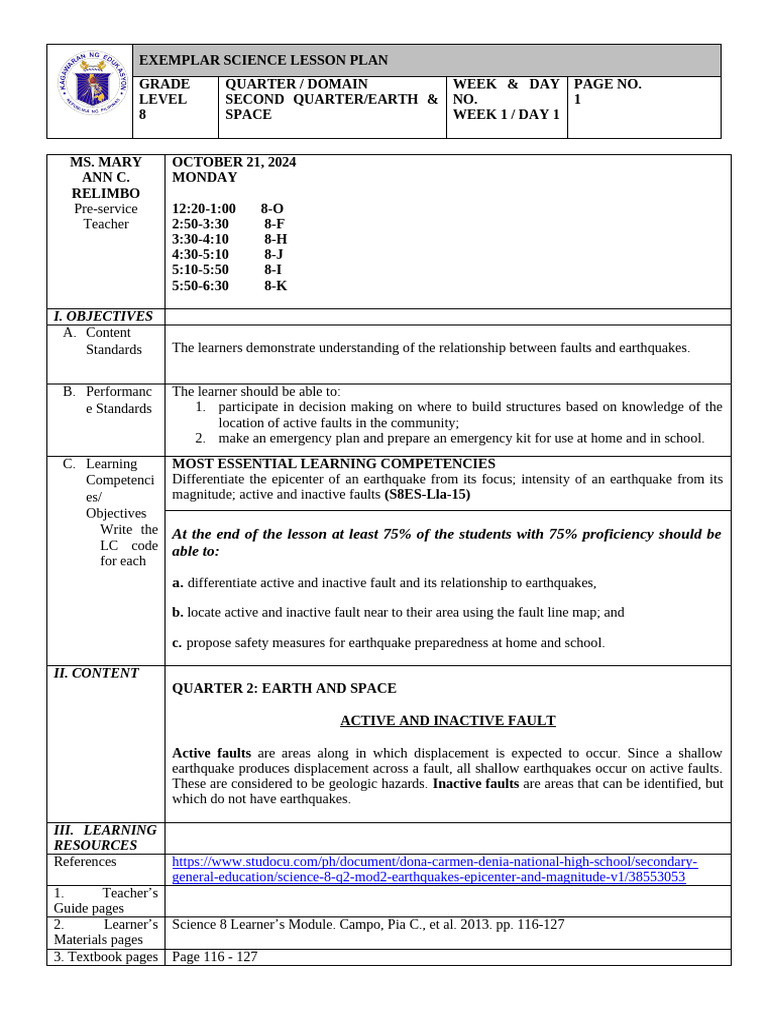 DLP - OCTOBER 21-22 J 2024 - Active and Inactive Fault (Fault Finder ...