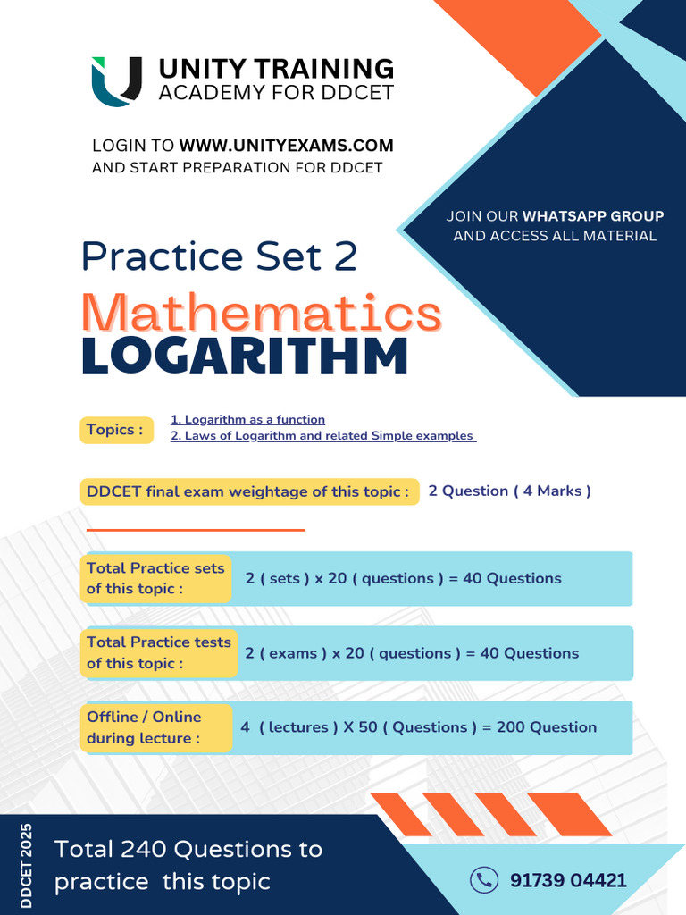 Logarithm Practice for DDCET 2025 | PDF | Evaluation Methods | Tests