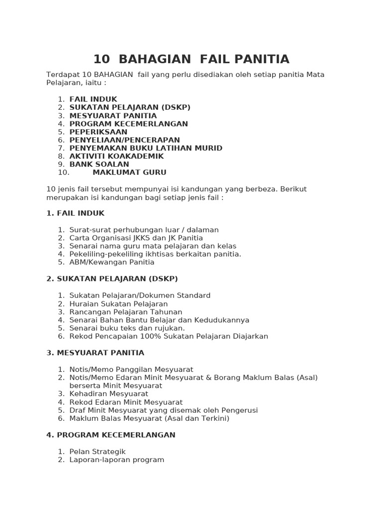 10 Jenis Fail Panitia | PDF