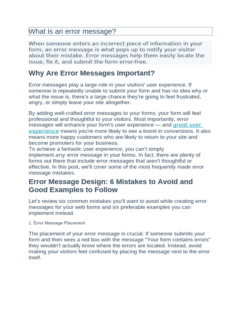 What Is An Error Message | PDF | Error | Password