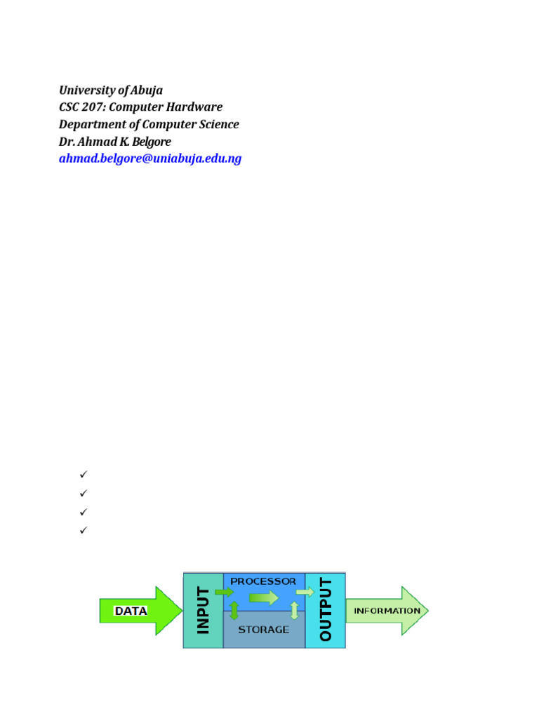 Belgore's Computer Hardware | PDF | Random Access Memory | Integrated Circuit