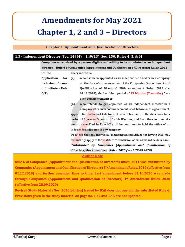 Final Law - Amendments (Director) For May 2021 Exams) | PDF | Government