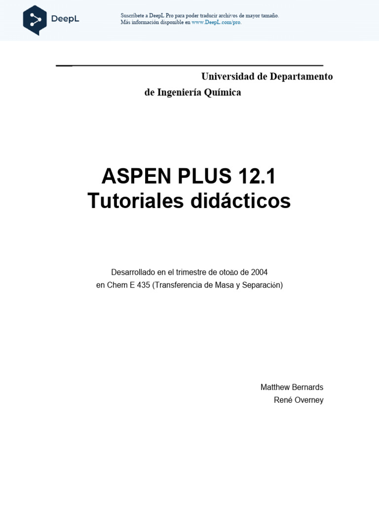 Tutorial ASPEN PLUS 12.1 para ChemE | PDF | Ventana (informática ...