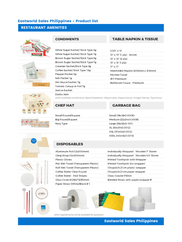 EWS Product List 2022 - Restaurant (1) | PDF | Cutlery | Foods