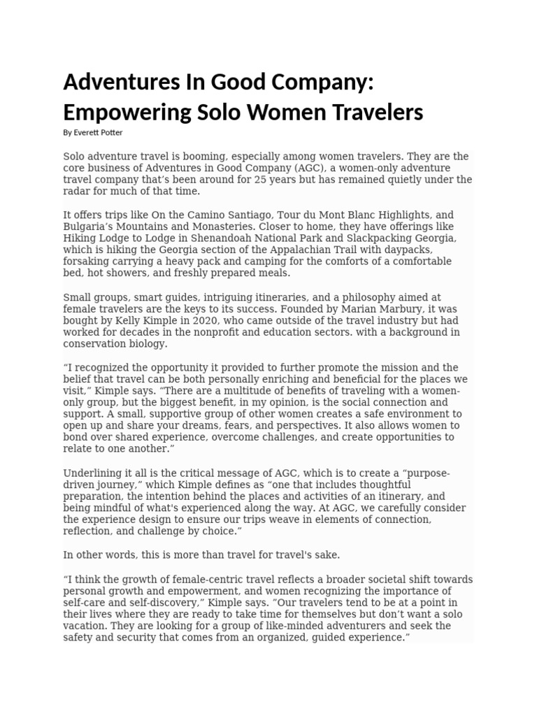 Adventures In Good Company-Solo Travelers | PDF | Hiking