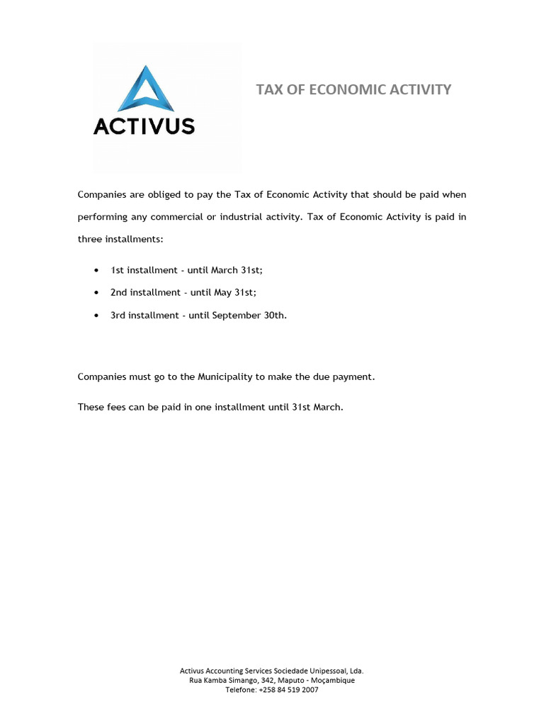Activus Tax Economic Activity | PDF