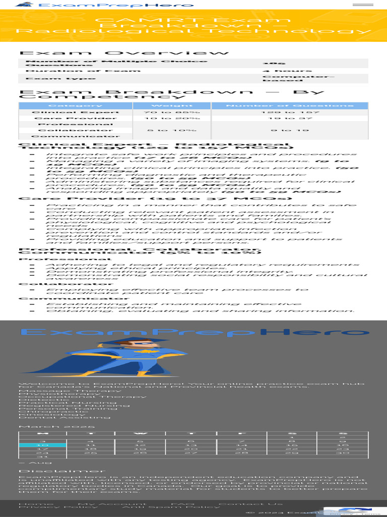 CAMRT Exam Breakdown - Radiological Technology - ExamPrepHero | PDF ...