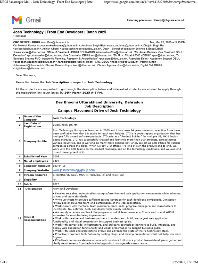 Josh Technology - Front End Developer - Batch 2025 | PDF | Angular Js | Bootstrap (Front End ...
