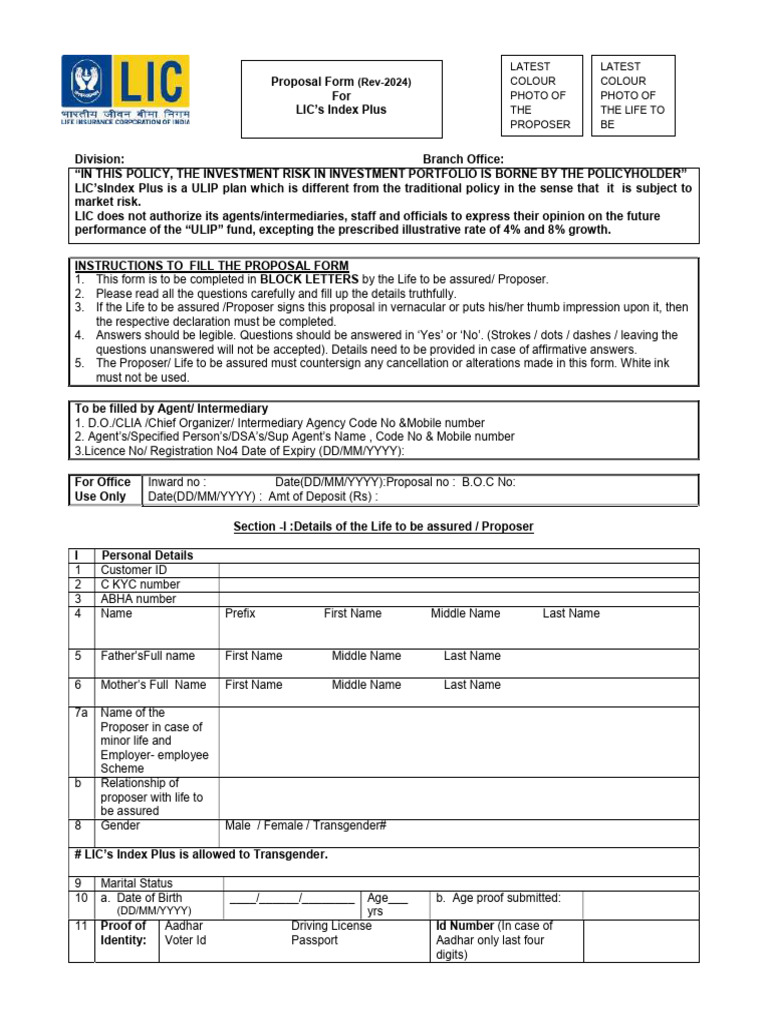 873 Index Plus Form 2024 | PDF | Insurance | Life Insurance