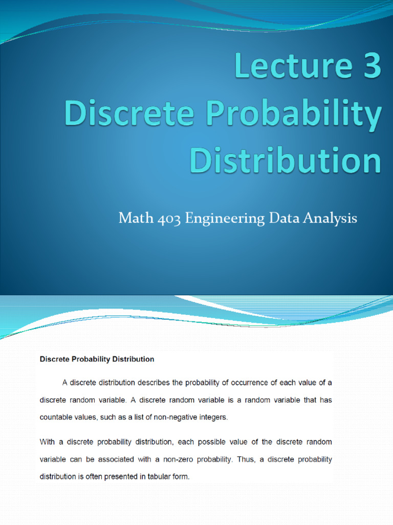 Lecture 3 Discrete Probability Distribution | PDF