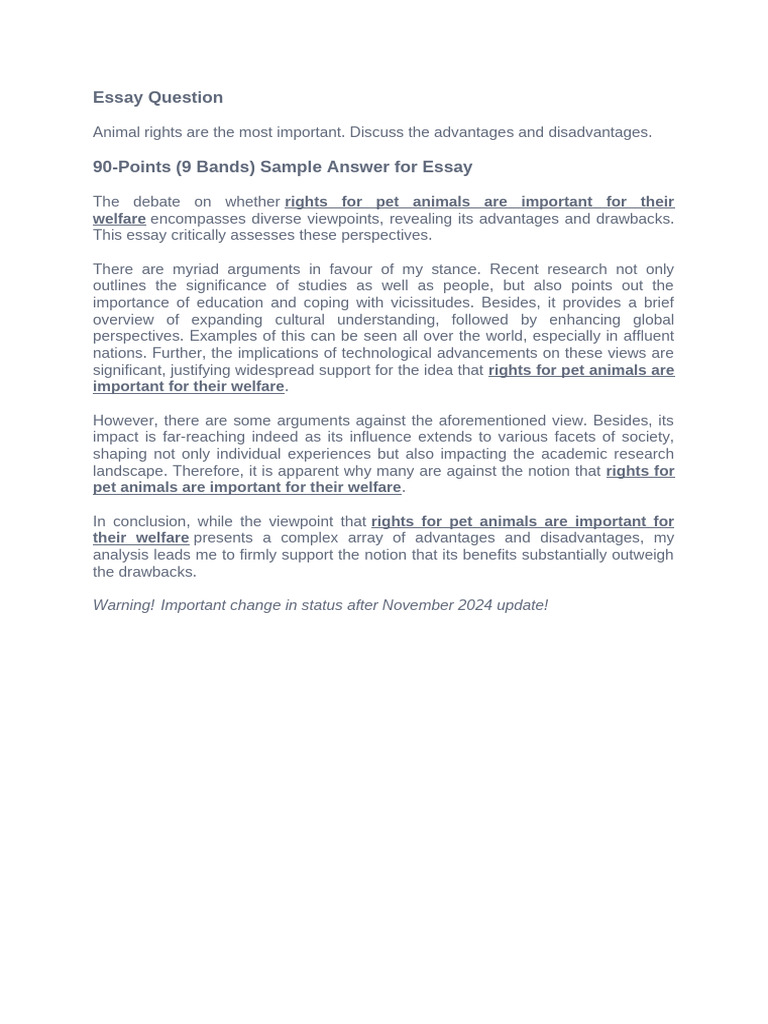 Evaluation - Argumentative Essay - Animal Rigts | PDF