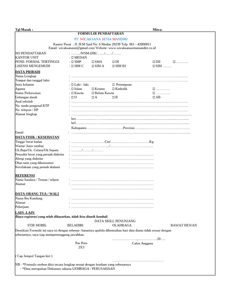 Formulir Pendaftaran | PDF