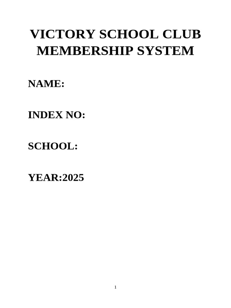 Victory School Club Membership System | PDF