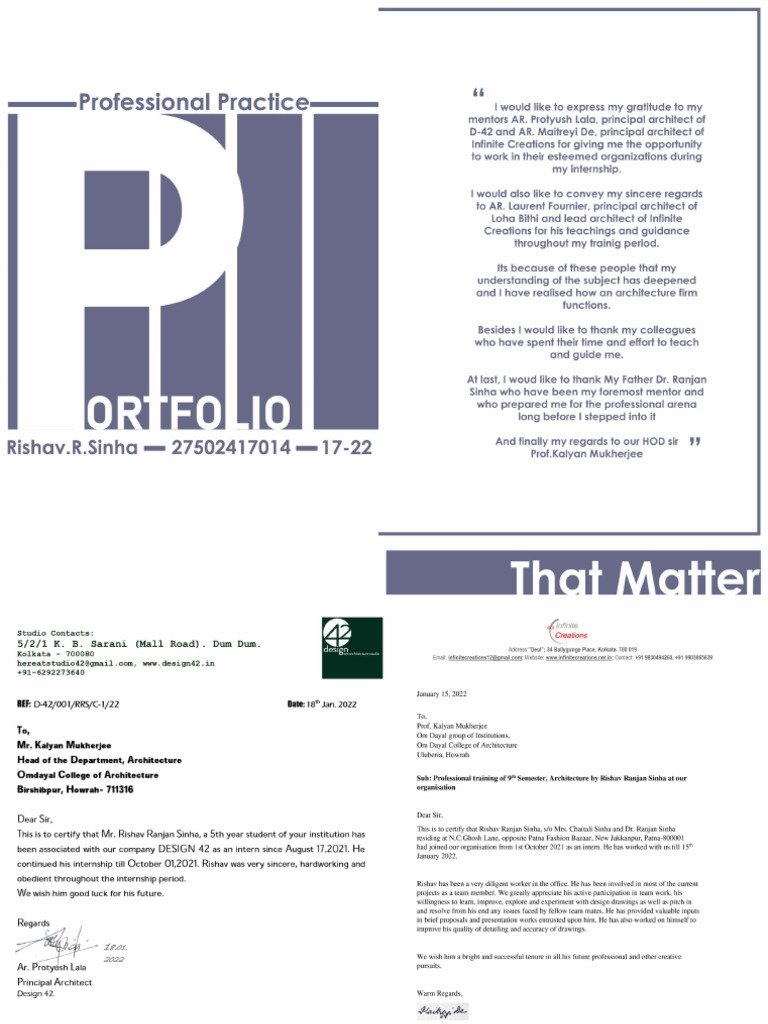 Professional Practice Portfolio - Rishav R Sinha | PDF