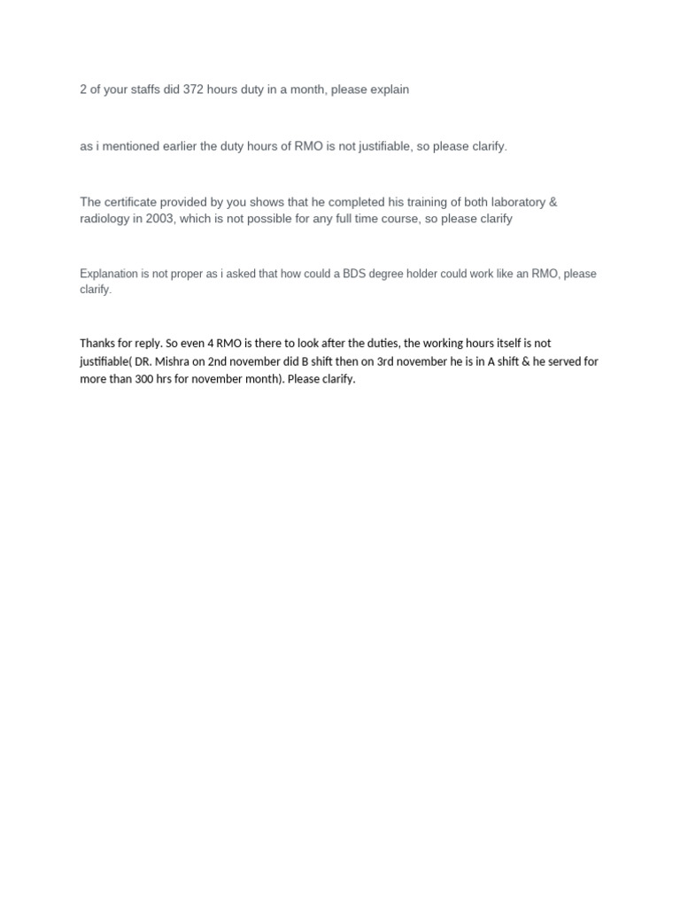 Clarification on Staff Duty Hours | PDF