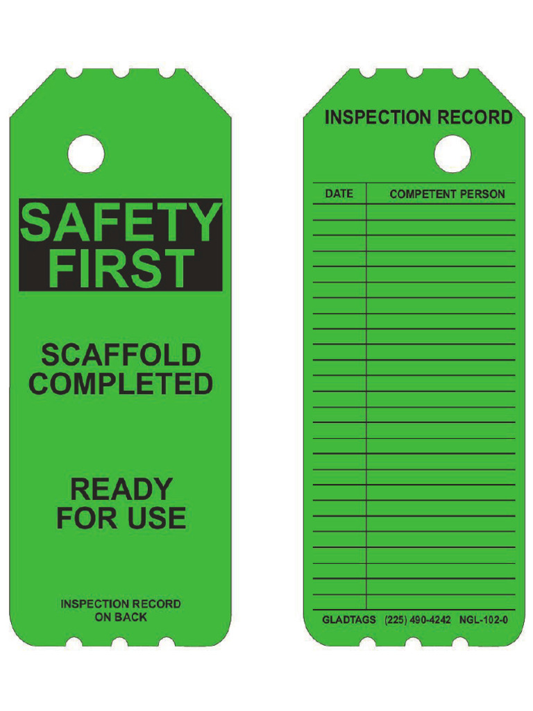 Scaff Tag Green | PDF