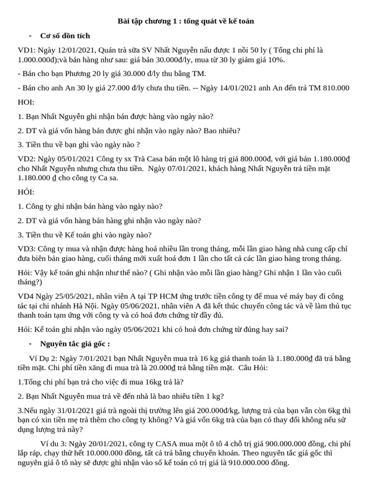 BT NLKT Chương 1 | PDF