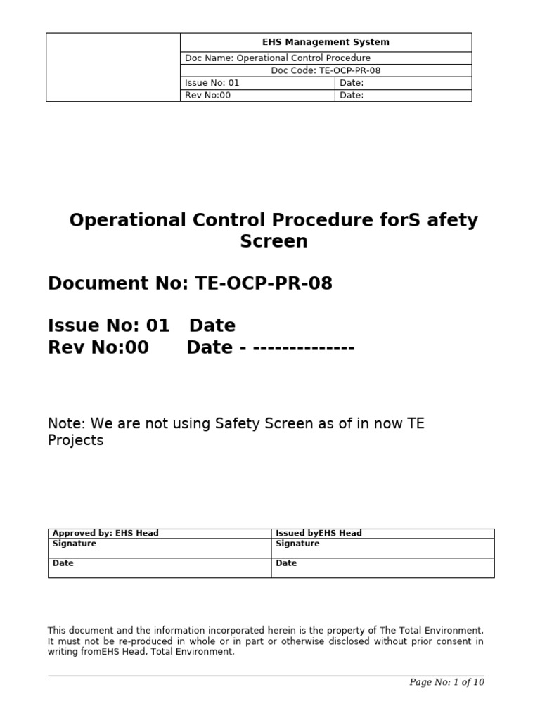 OCP 8 - OCP For Safety Screen | PDF | Crane (Machine) | Personal ...