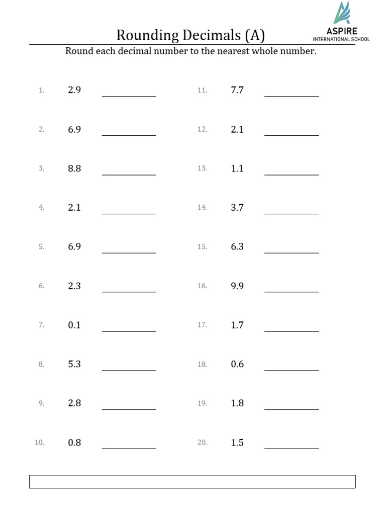Worksheet A - With Answers (Whole Numbers) | PDF
