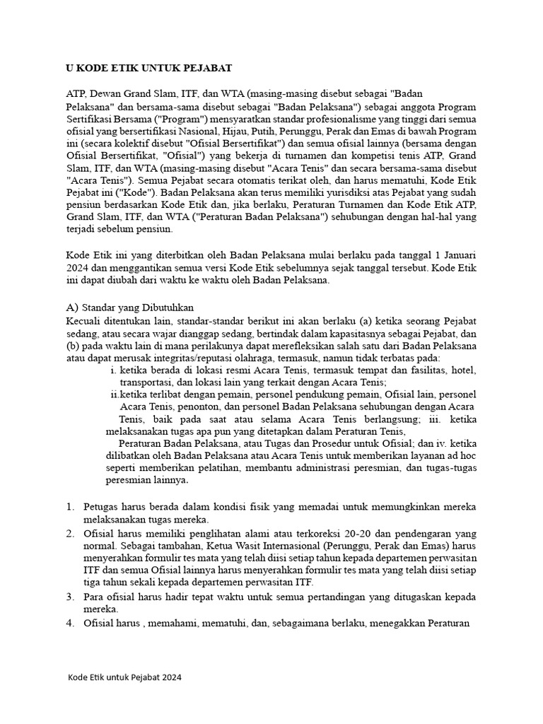 Putra Nur Firdausi - 2024 Kode Etik Untuk Pejabat | PDF