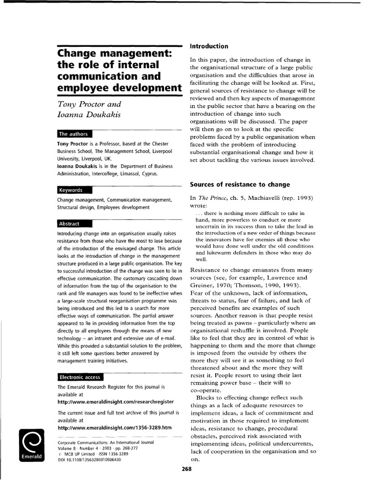 Change management The role of internal communication and employee ...