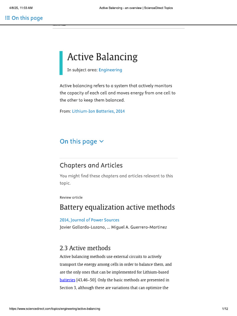 Active Balancing Sciencedirect | PDF