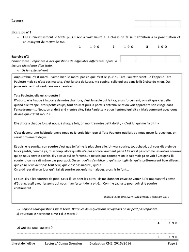 CM2 COMPREHENSION | PDF
